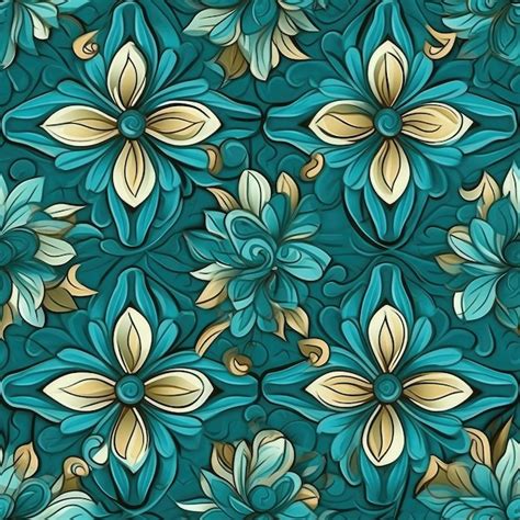 Premium Ai Image Beautiful Classy Seamless Turquoise Color Dominant