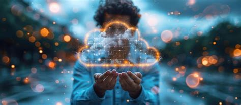 A Person Holding A Cloud Computing Symbol Premium Ai Generated Image