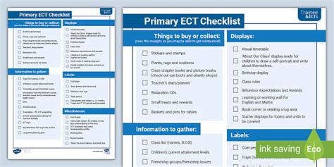 Ect Checklist Primary Resource Twinkl