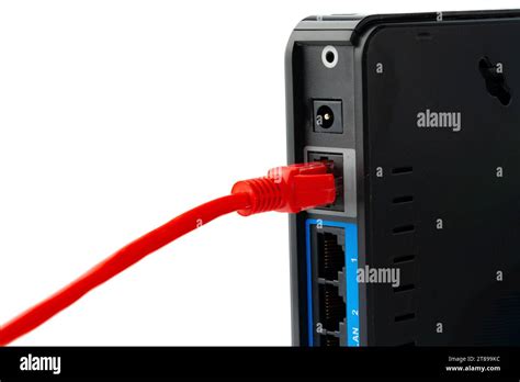 Modern Router With Cables Plugged In Close Up Stock Photo Alamy