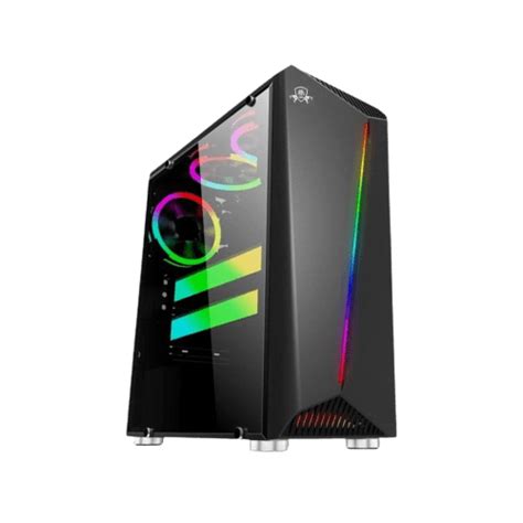 Crown Black Gaming Pc Case Mid Tower With Front Rgb Strip