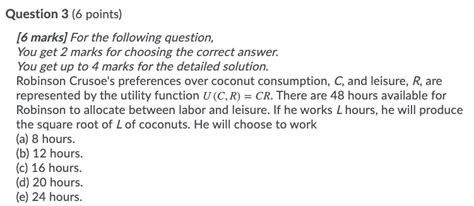Solved Question 3 6 Points 6 Marks For The Following