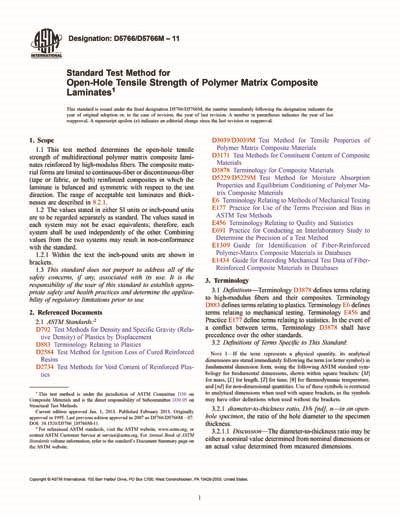 Astm D5766d5766m 07 Standard Test Method For Open Hole Tensile