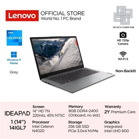 Jual Lenovo Ideapad Ip Igl Wid Intel N Ram Gb Ssd Gb Hd Windows Shopee