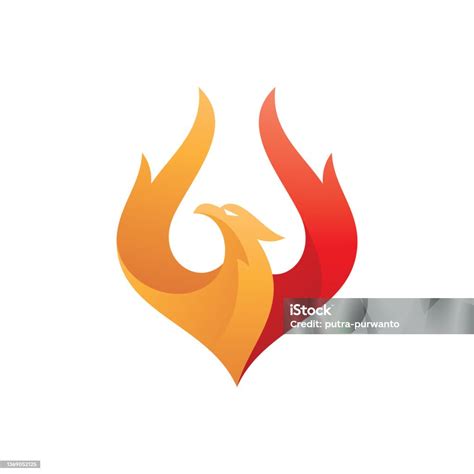 현대적인 그라데이션 상승 피닉스 로고 디자인 파이어버드 화염 불꽃 날개 벡터 아이콘 불사조에 대한 스톡 벡터 아트 및 기타 이미지 불사조 로고 벡터 Istock