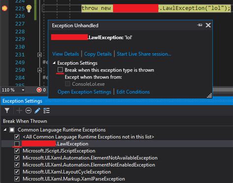 Vs 2019 How Can I Add An Exception Setting To My Own Exceptions R