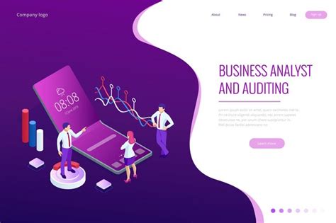 Premium Vector Landing Page With Isometric Business And Finance Analysts Analyzing Key