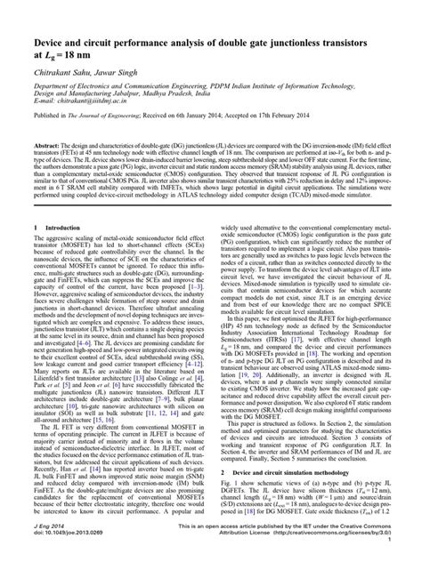 Device And Circuit Performance Analysis Of Double Gate Junctionless