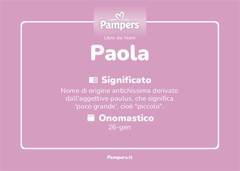 Paola Significato Del Nome E Onomastico Pampers It