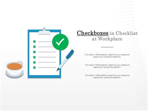Checkboxes In Checklist At Workplace Presentation Graphics