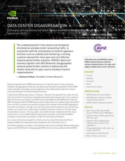 Aviz Networks Software Defined Network Packet Brokers On Nvidia Spectrum Ethernet