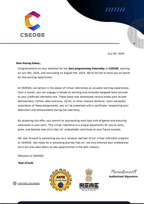 anurag dubey on linkedin javaprogramming internship csedge