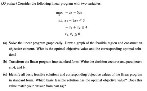 Solved 35 Points Consider The Following Linear Program
