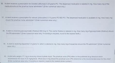 Solved 6 A Client Receives A Prescription For Dolobid