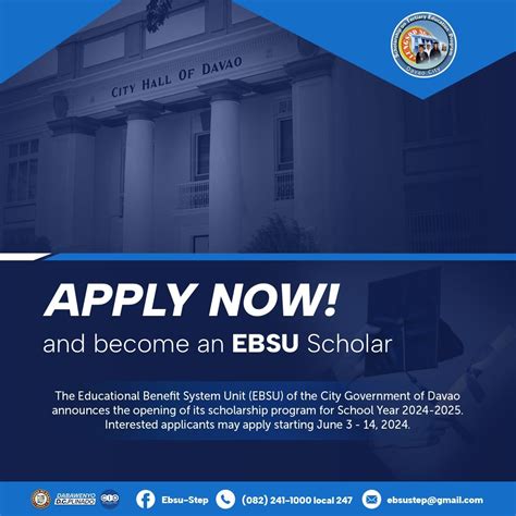 Ebsu Accepts Scholarship Applications Starting June 3 City Government Of Davao