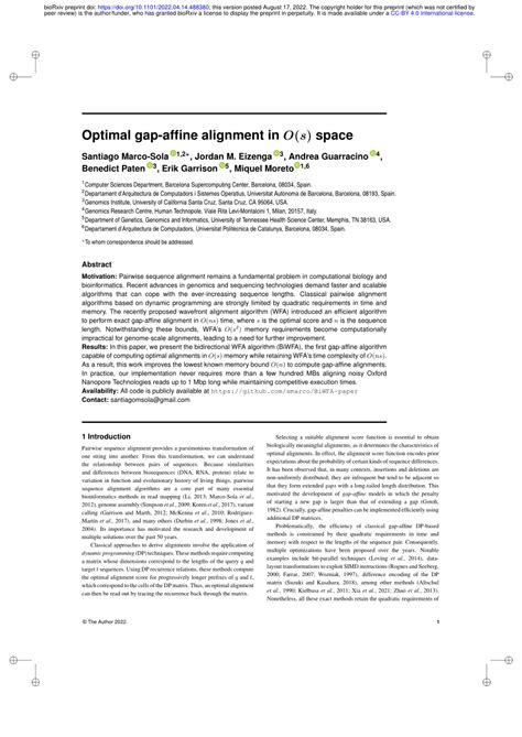 Pdf Optimal Gap Affine Alignment In Os Space