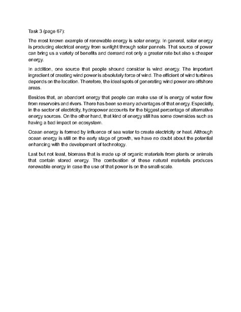 Ees Unit 5 Task 3 Hhh Task 3 Page 67 The Most Known Example Of Renewable Energy Is Solar