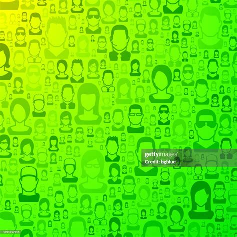 Abstract Green Background People Pattern High Res Vector Graphic