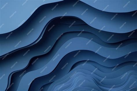 Abstract Wave Pattern In Various Shades Of Blue Creating A Depth Effect With Layered Curves And