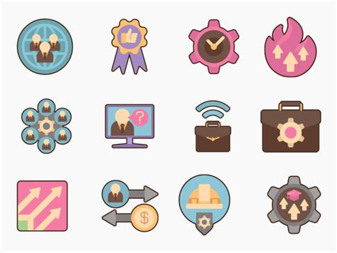 80 Outsourcing Icon Set Flat Icons