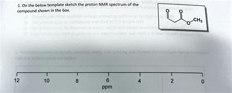 Solved On The Below Template Sketch The Proton Nmr Spectrum Of The Compound Shown In The Box 1