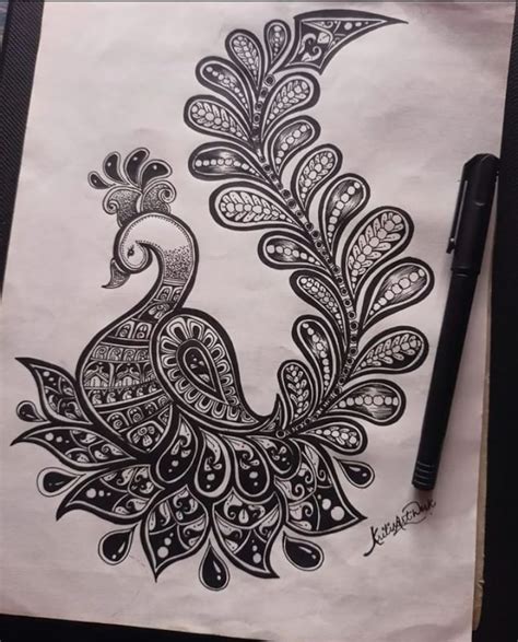 Peacock Mandala Art Handmade Mandala Art For Home Decore A Etsy