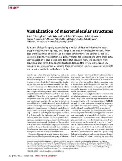 Pdf Visualization Of Macromolecular Structures