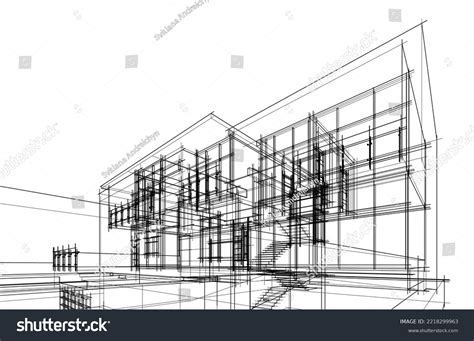 Architectural Sketch Building 3d Illustration Stock Vector Royalty Free 2218299963 Shutterstock