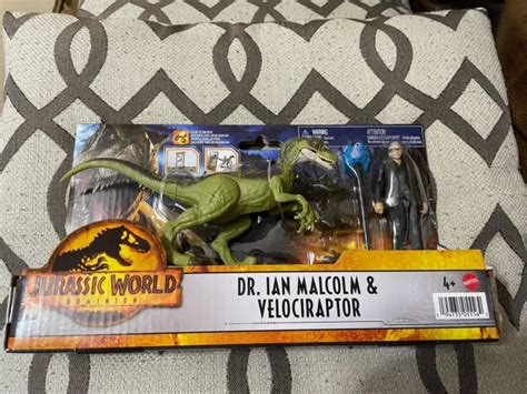 Mattel Jurassic World Dominion Dr Ian Malcolm And Velociraptor Dinosaur