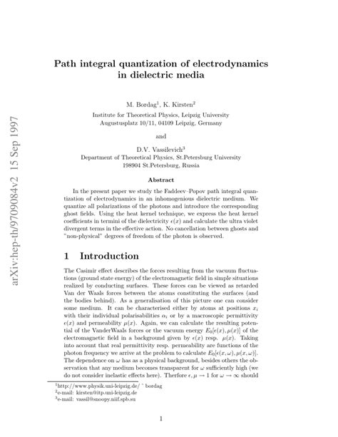 pdf path integral quantization of electrodynamics in dielectric media