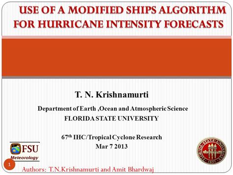 use of a modified ships algorithm for hurricane intensity forecasts
