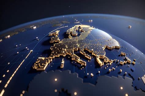 Premium Photo Earth Focus On Europe Represented By Little Dots Binary