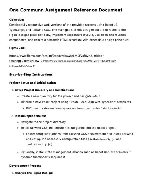 One Commumn Assignment Reference Document Pdf