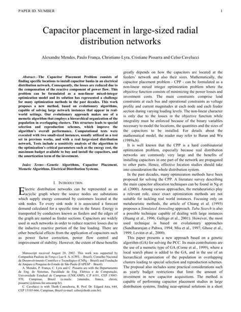 Pdf Capacitor Placement In Large Sized Radial Distribution Networks