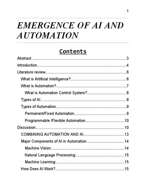 Emergence Of Ai And Automation Pdf Artificial Intelligence Intelligence Ai And Semantics