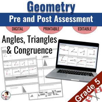 Geometry Assessment Formative And Summative Test For Grade TPT