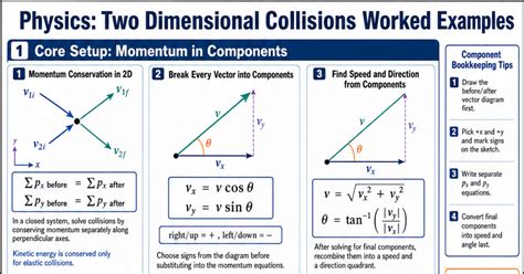 Two Dimensional Collisions Worked Examples Cheat Sheet Livephysics™