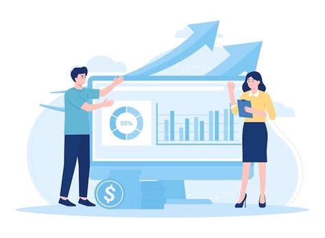 Premium Vector Two People Analyzing Stock Growth Charts Concept Flat