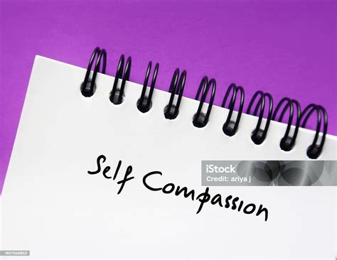 Notebook On Copy Space Purple Background With Handwritten Text Self Compassion To Focus On