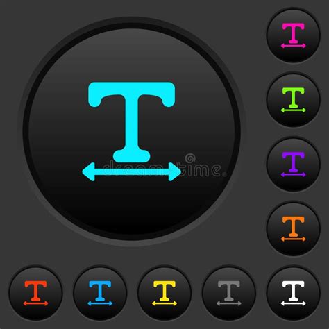 Adjust Font Width Dark Push Buttons With Color Icons Stock Vector