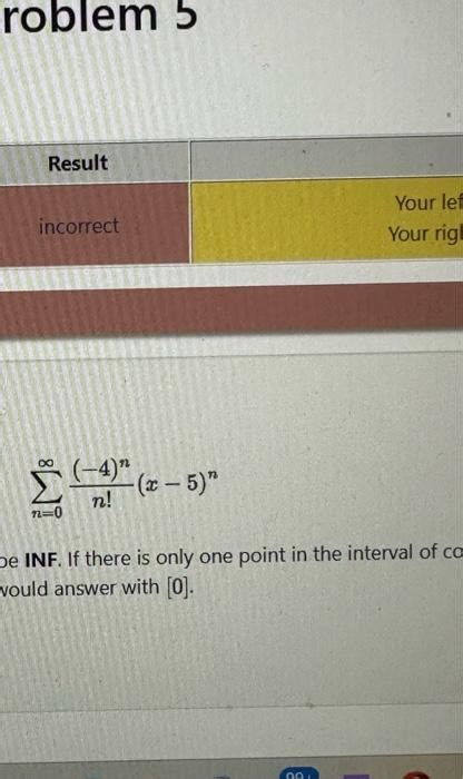 solved roblem 5 result incorrect 4 n se n 0 x 5 h