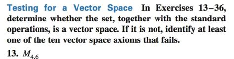 Solved Testing For A Vector Space In Exercises Chegg Com
