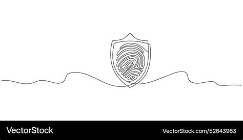 Fingerprint Security Sign Line Icon Continuous Vector Image