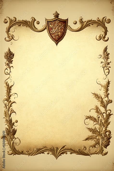Antique Paper With Drawing Of Medieval Border Stock Illustration