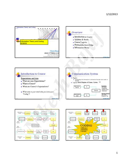 Lec 1 Introduction Information Theory Pdf Information Multiplexing