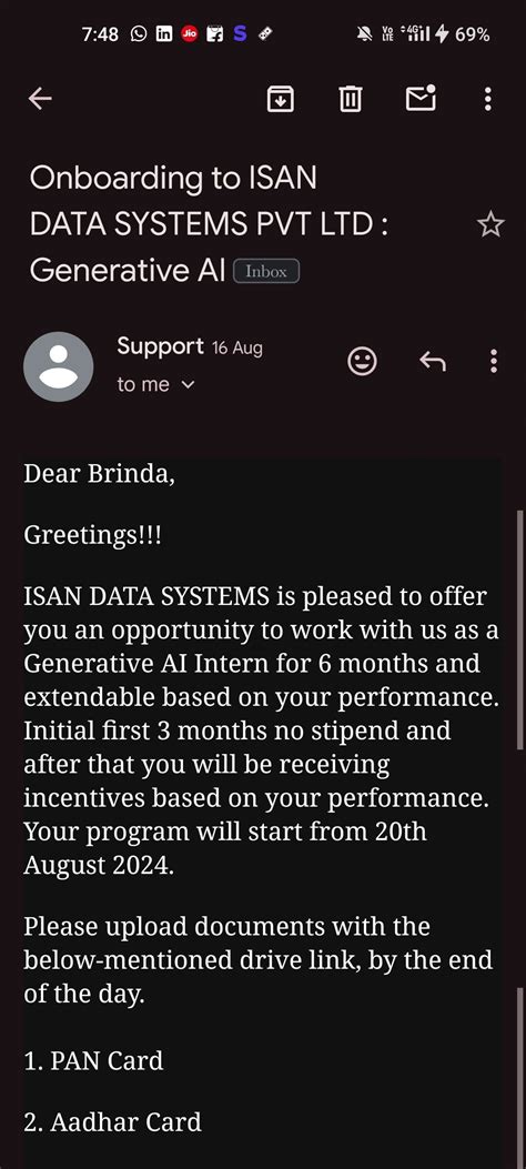 brinda g on linkedin internship generativeai ai