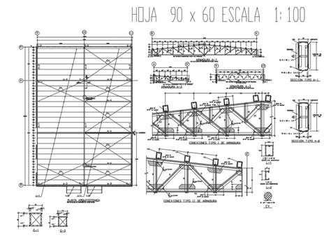 Roofing Structure Block Detail 2d View Cad Construction Unit Autocad