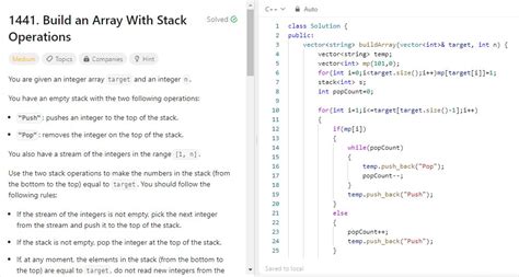 Vaibhav Vanjani On Linkedin 👍 330 Solved 1441 Build An Array With