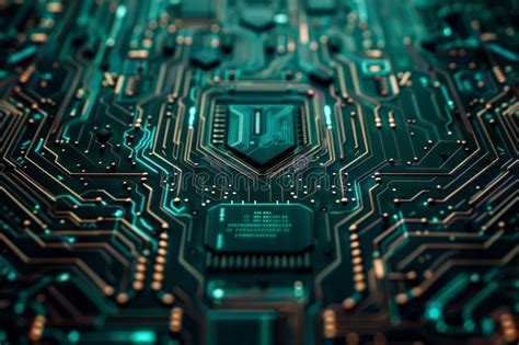 Close Up Macro Shot Of Printed Circuit Board With Computer Motherboard Component Microchip