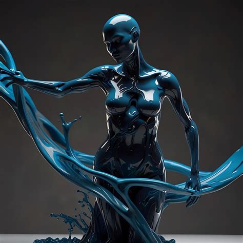 Human Figure Composed Of Twisting Flowing Liquid Creating A Dynamic And Fluid Form With